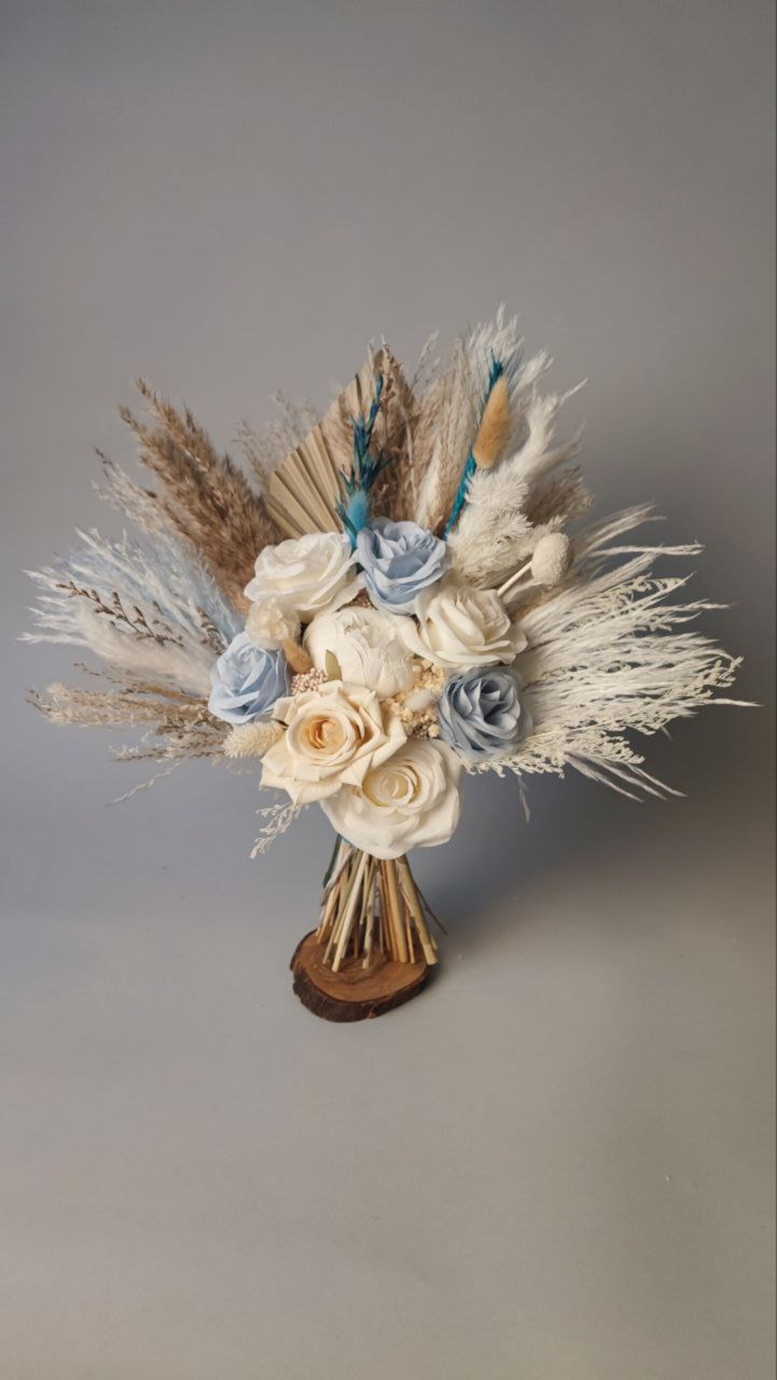 Baby Pale Blue Bride Bouquet/boho Dried Flower Bouquet/pampas Grass ...