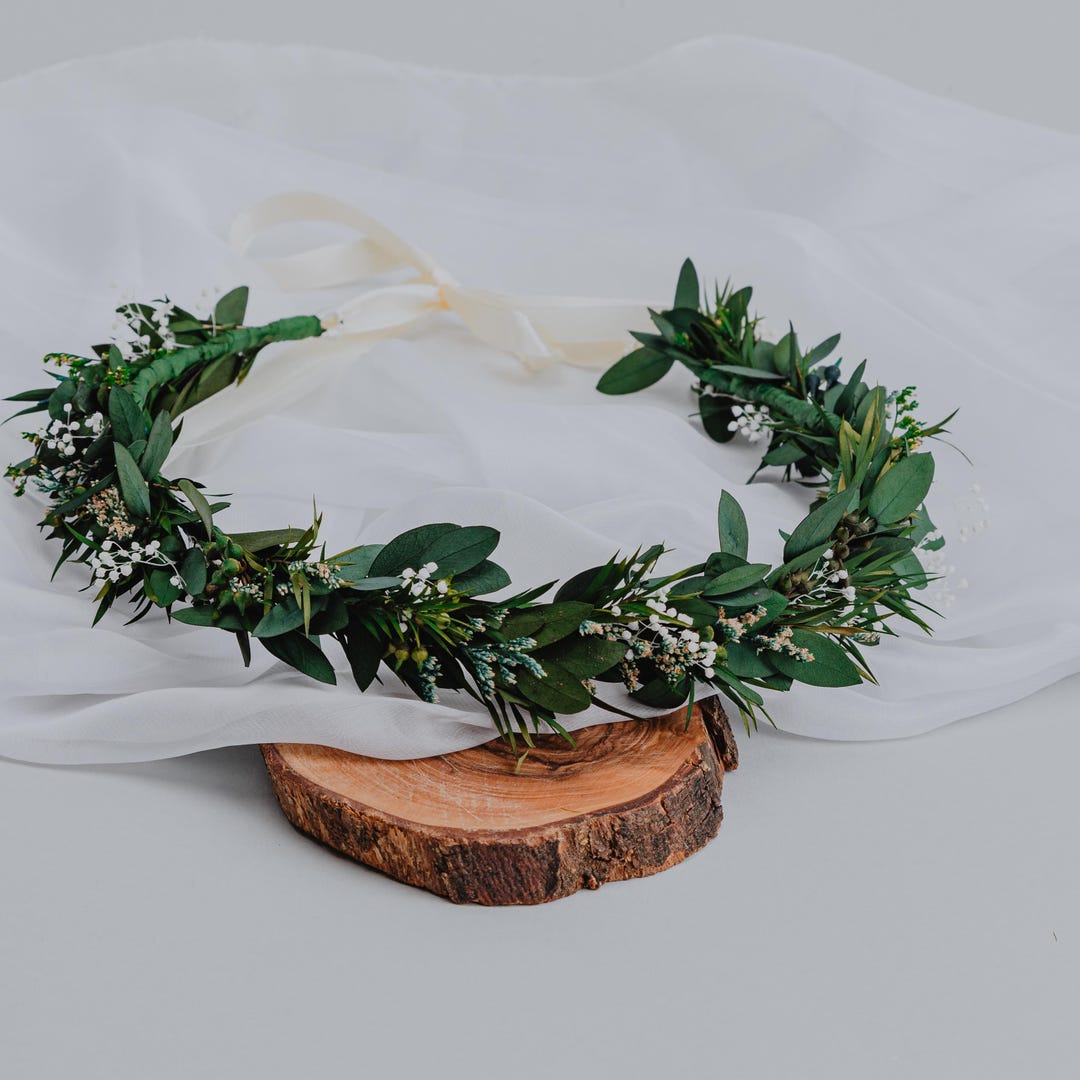 Green Leaves Crown/greenery Wedding Hair Wreath/forest Bridal Hair ...