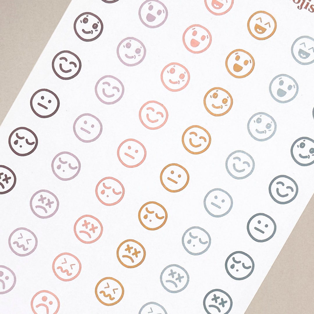 Cute Emoji Sticker Sheet - 54 Small Washi Seamless Stickers for ...