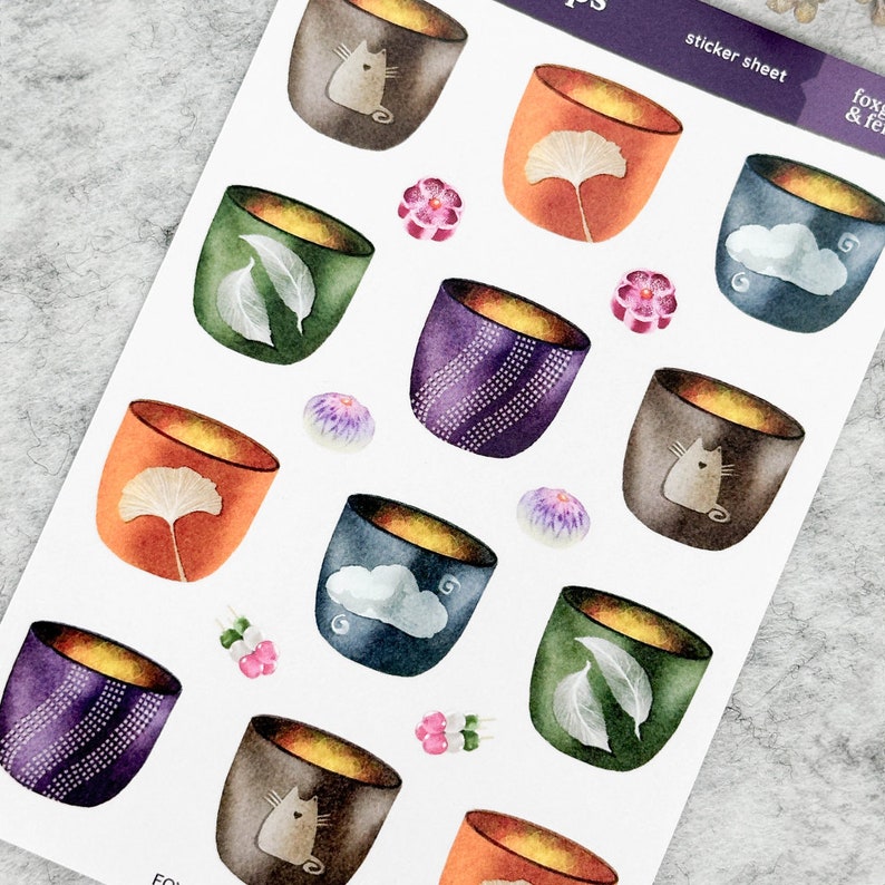 Tiny Tea Cups 4 X 6 Washi Sticker Sheet - Etsy