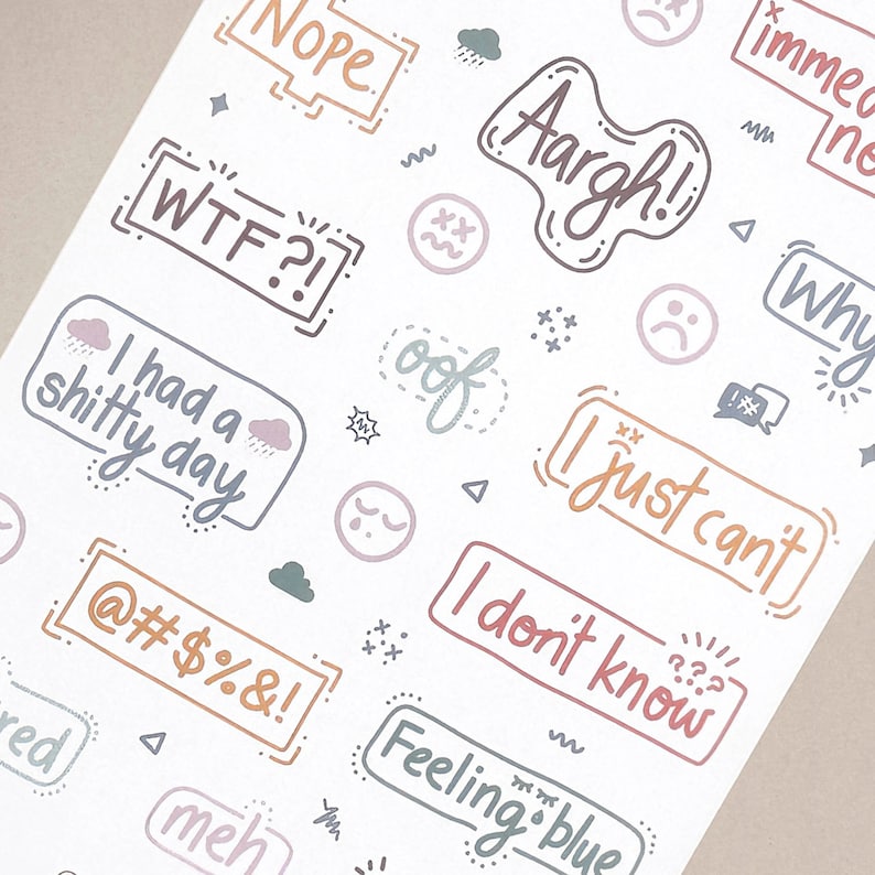 14 Bad Day Phrases Sticker Sheet for Daily Journaling, Scrapbooking ...