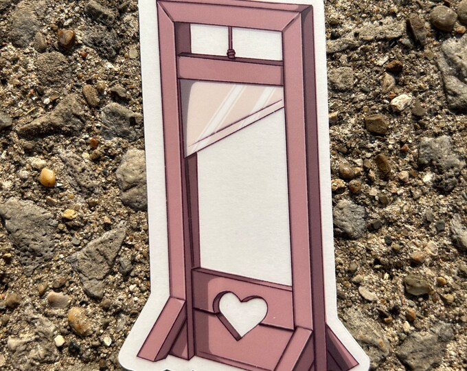 Pink Heart Guillotine Sticker, Dark Humor Sticker, Kawaii Pink Sticker ...