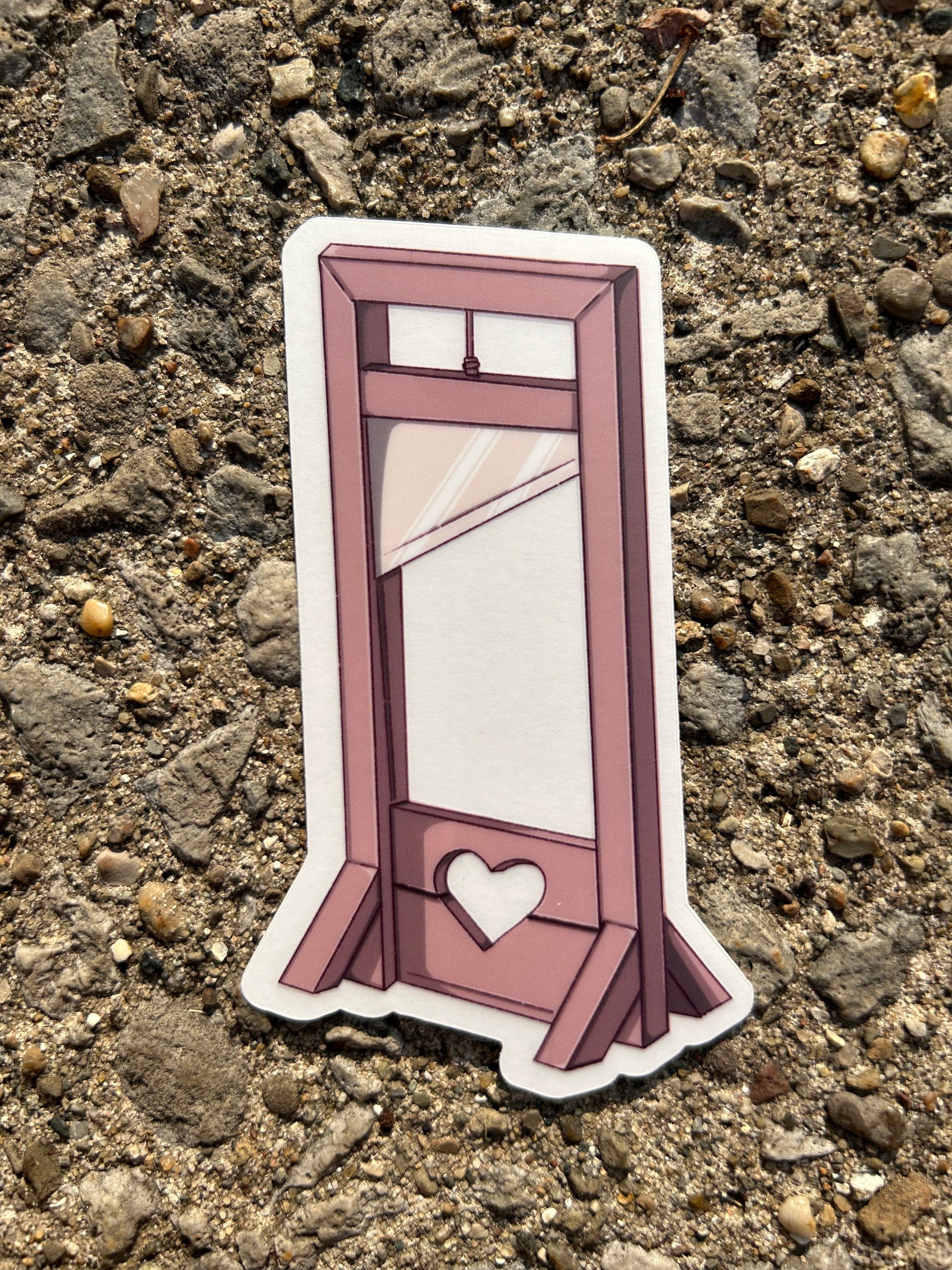 Pink Heart Guillotine Sticker, Dark Humor Sticker, Kawaii Pink Sticker ...