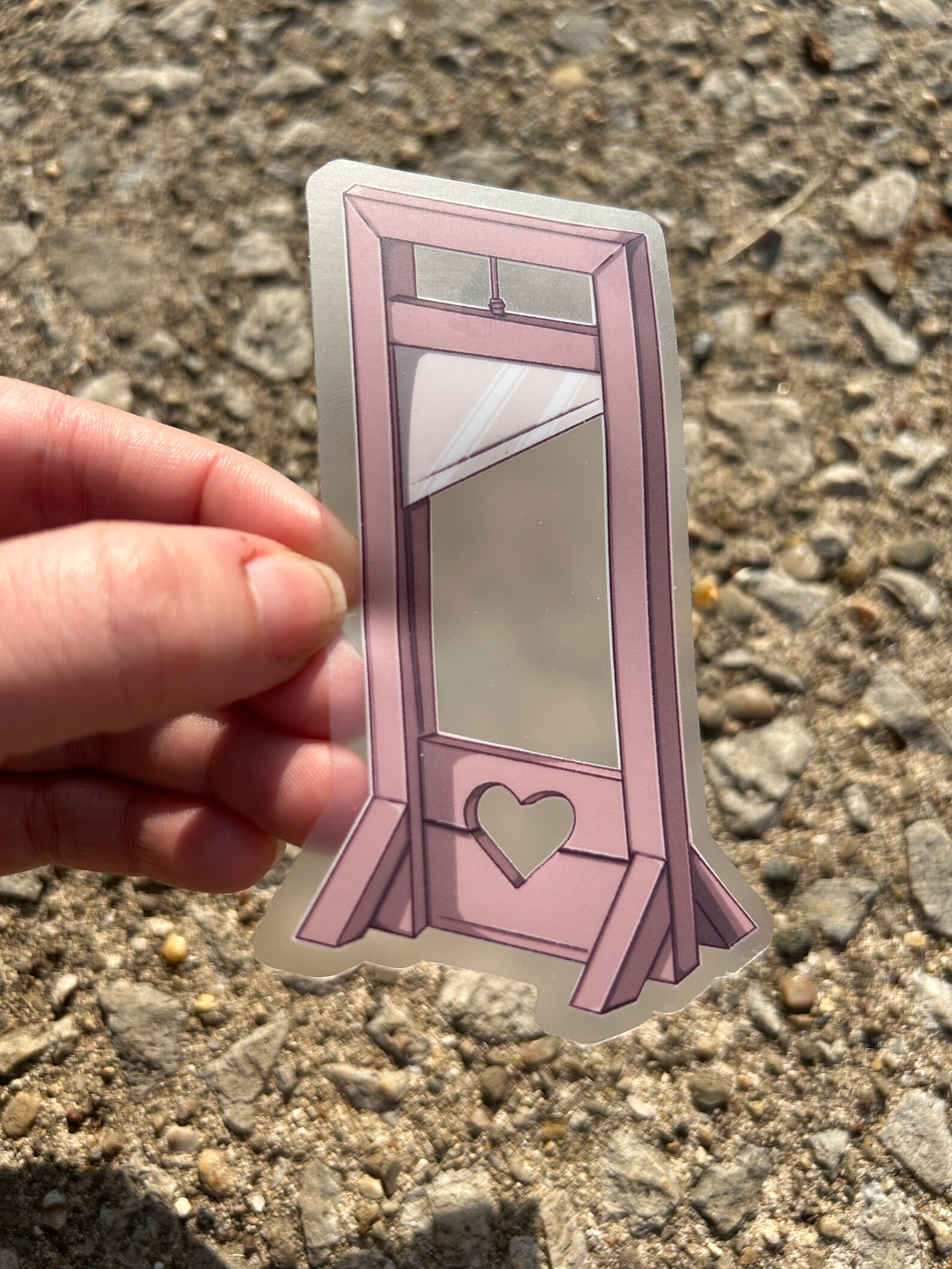 Pink Heart Guillotine Sticker, Dark Humor Sticker, Kawaii Pink Sticker ...