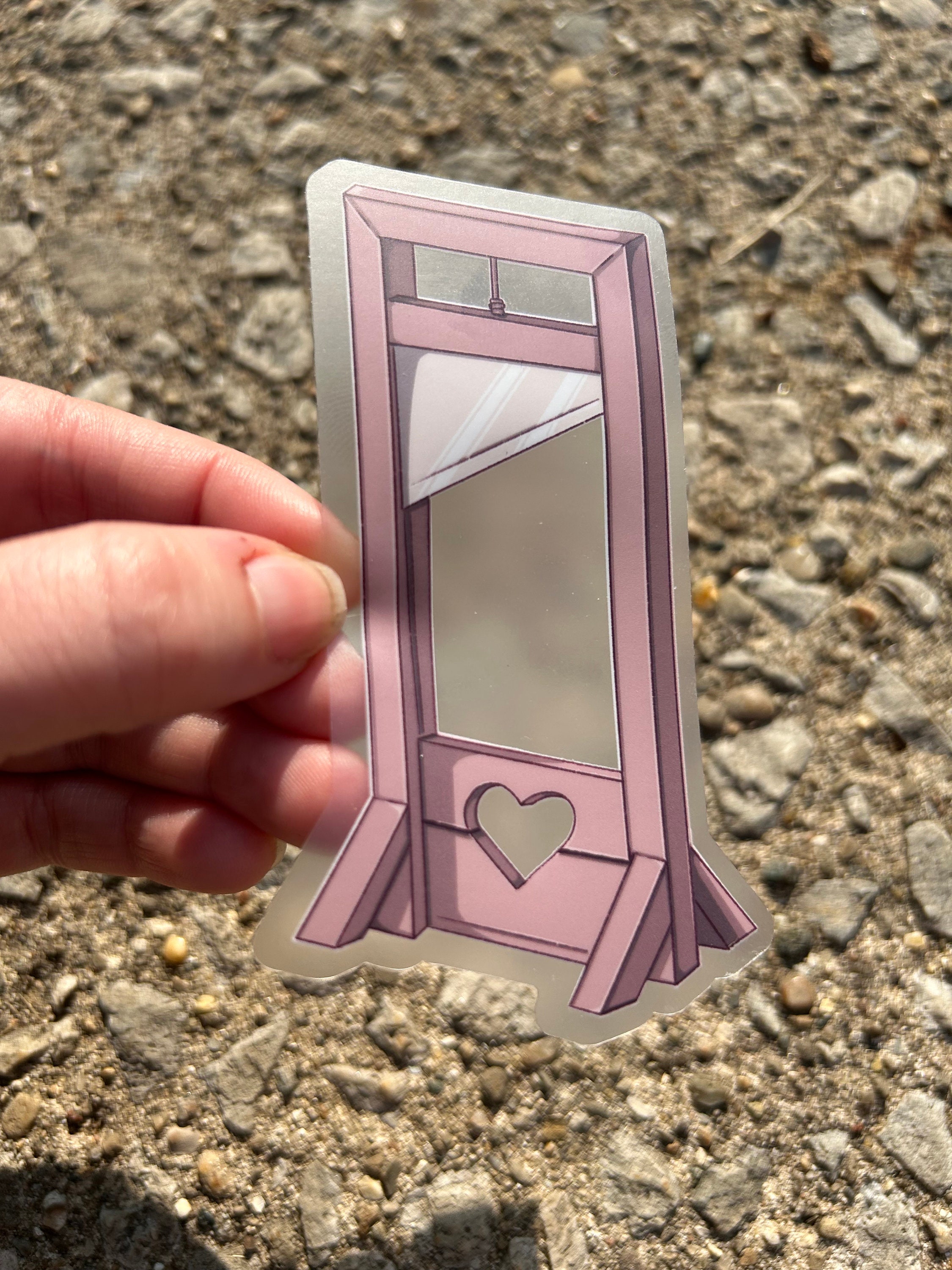 Pink Heart Guillotine Sticker Dark Humor Sticker Kawaii Pink Sticker