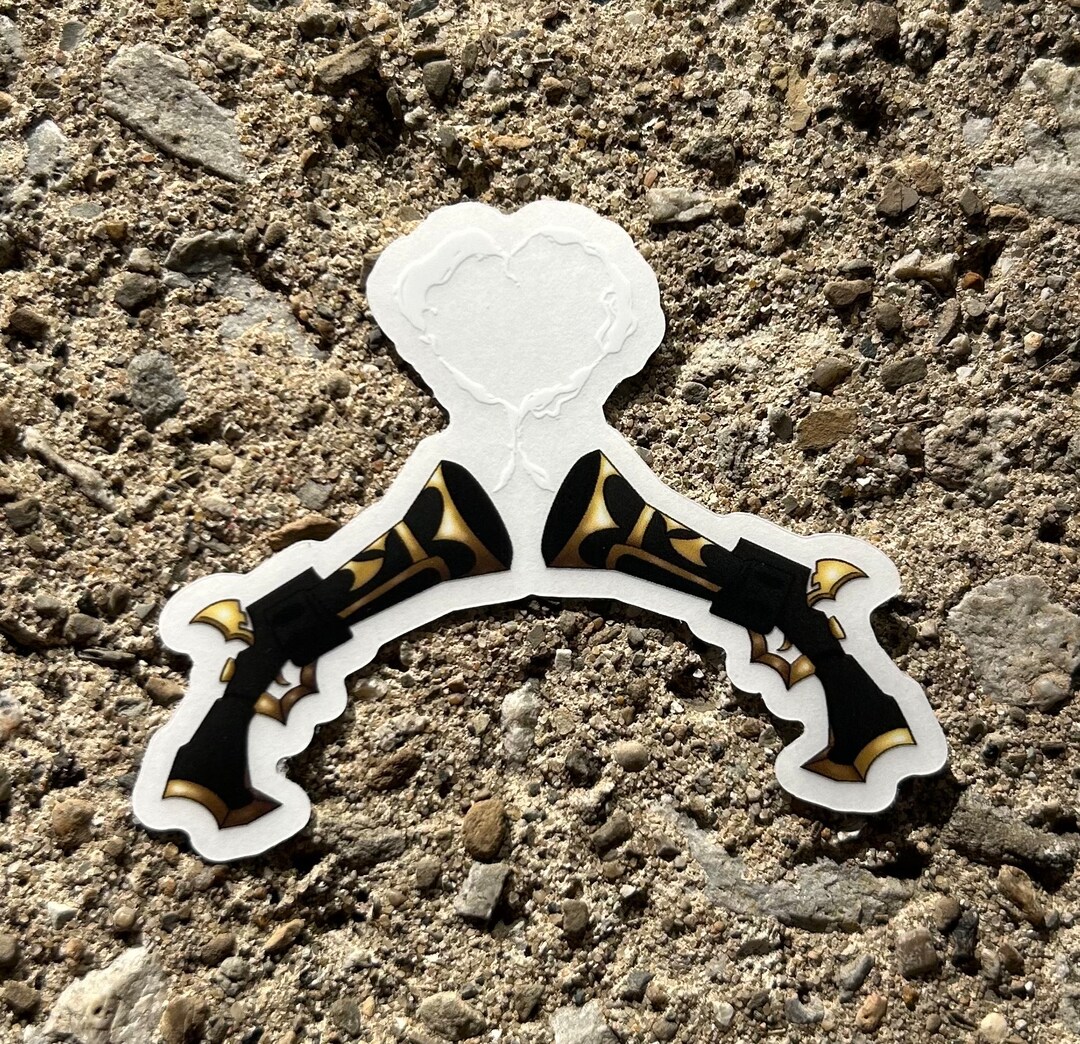 Flintlock Pistols Smoking Heart Sticker Pirate Guns Decal Cute Love ...