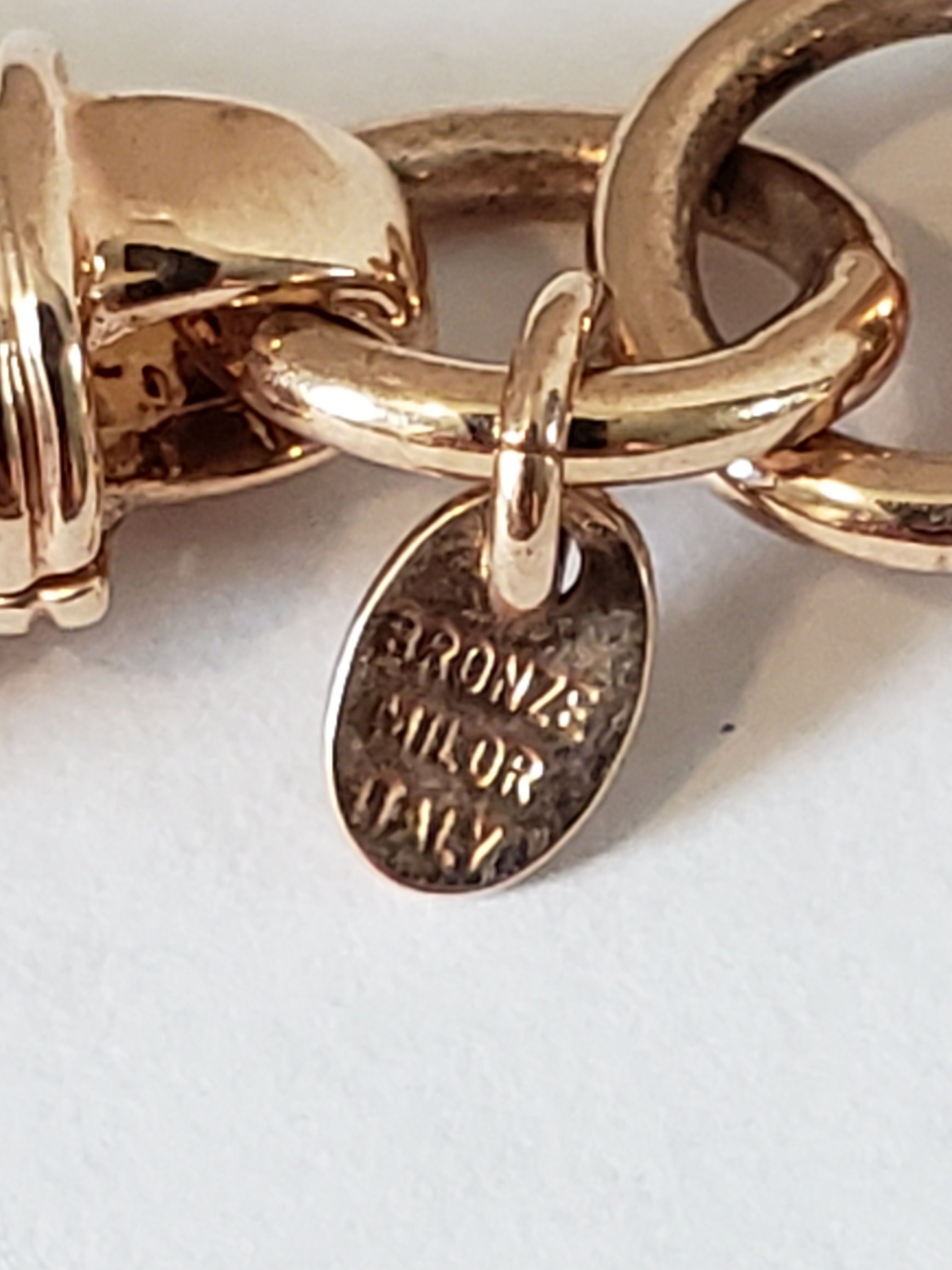 Signed Milor Italy Bronze Large Link Necklace Graduated rose - Etsy