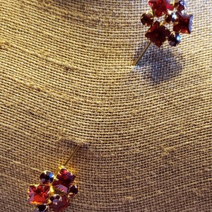 Vintage Czech Red Glass Double Sided Hat Pin Prong Set Gold Tone 4.25 ...