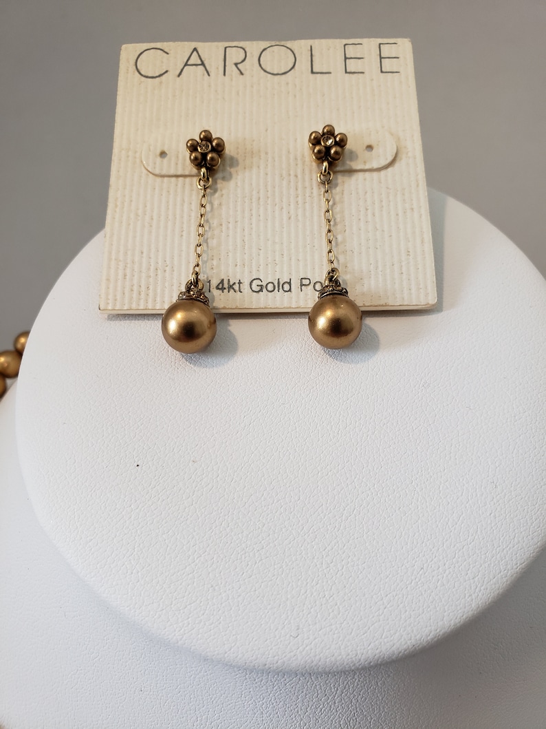 Carolee, Gold Tone, Bead Necklace and Dangle Earrings 14k Post. - Etsy