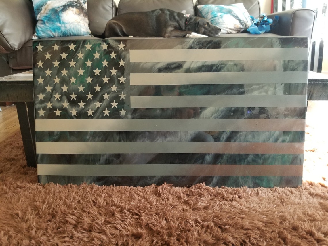 36 X 20 Custom Camo American Flag Epoxy Resin - Etsy
