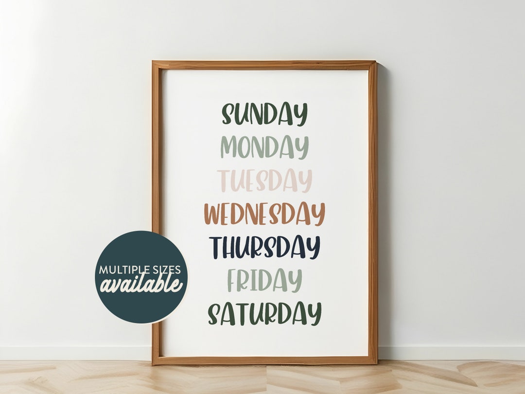 Days of the Week Poster, Educational Posters for Kids, Weekdays Digital ...