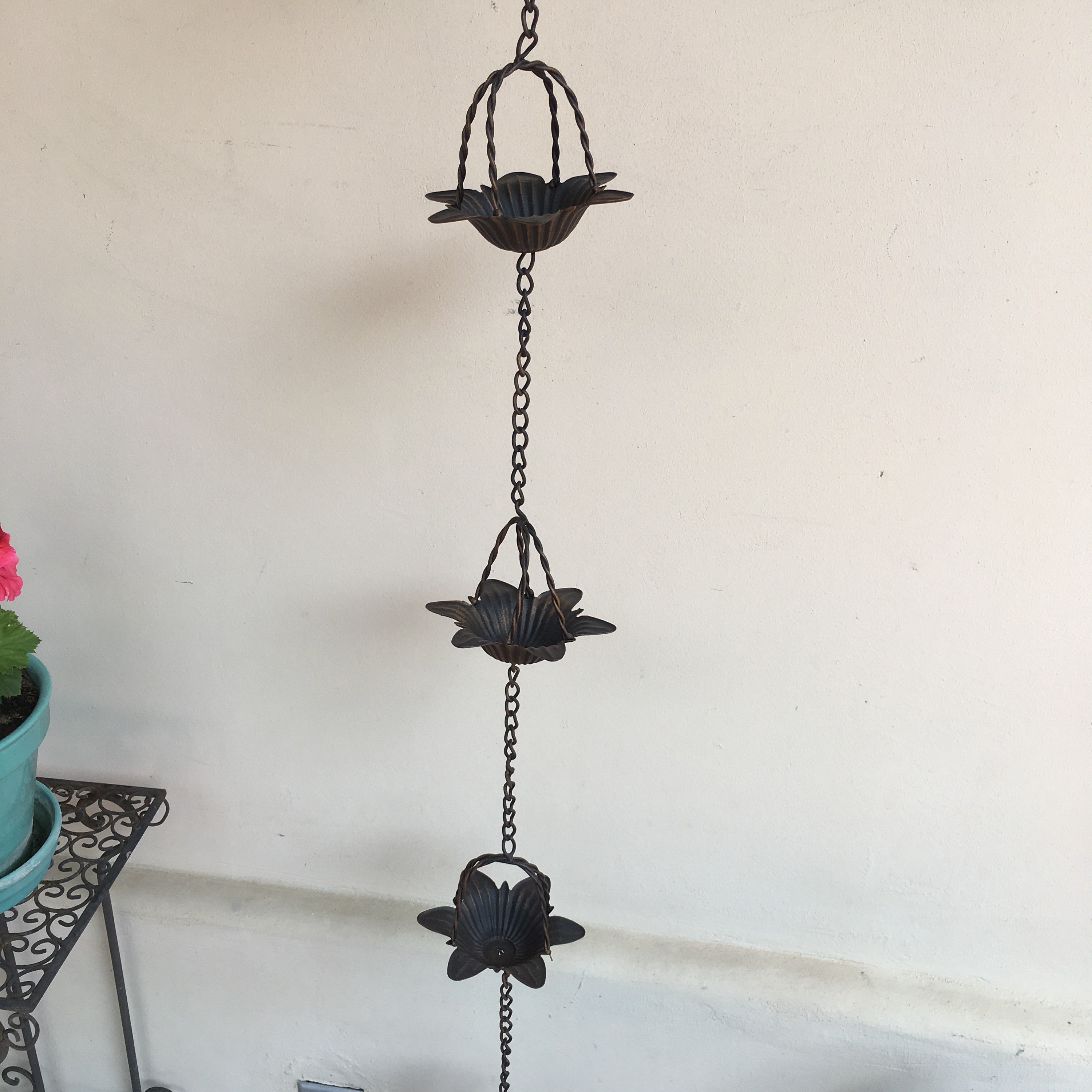 Black and Gold Rain Chain, Flower Cups, Metal Rain Chain, Chain Gutter ...