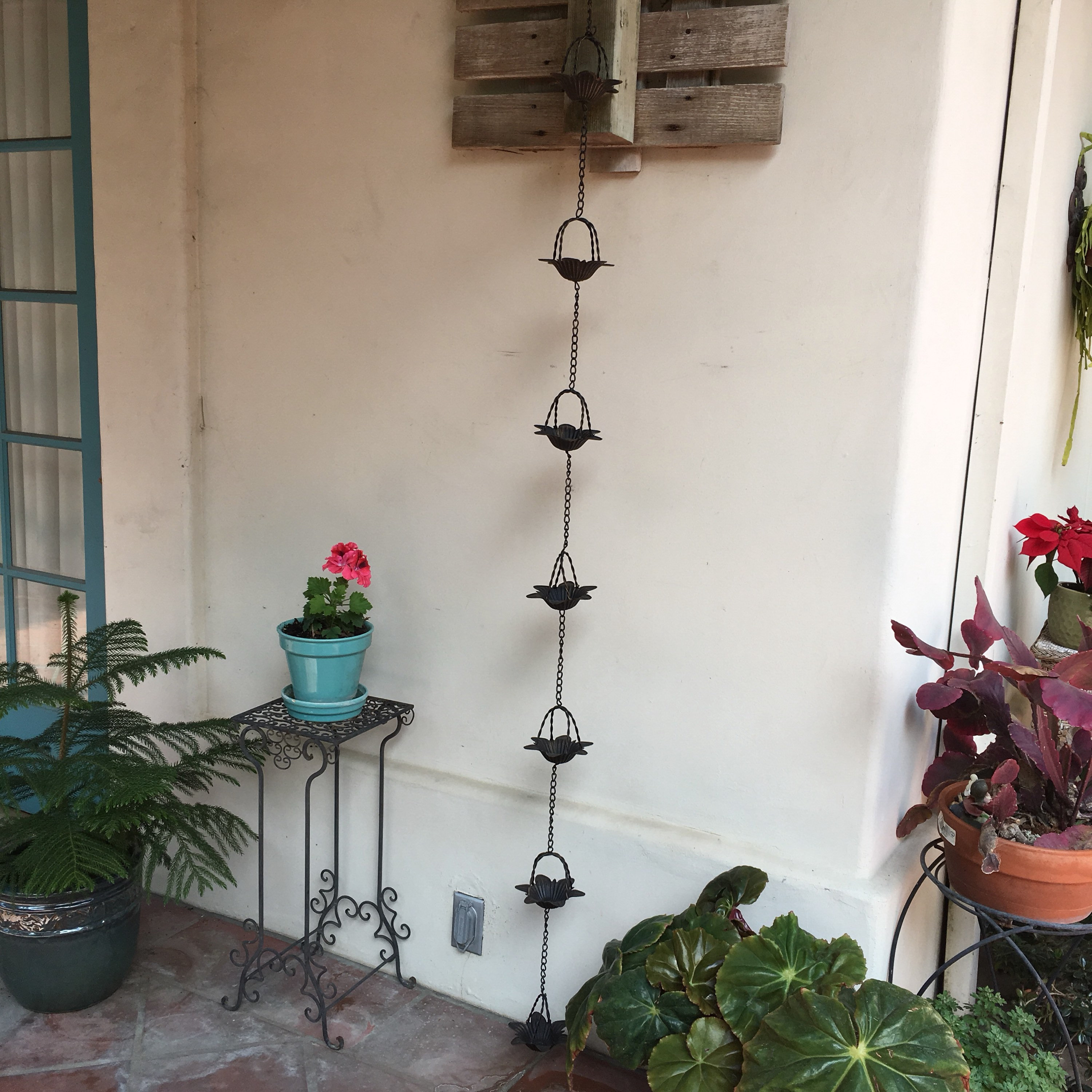 Black and Gold Rain Chain, Flower Cups, Metal Rain Chain, Chain Gutter ...