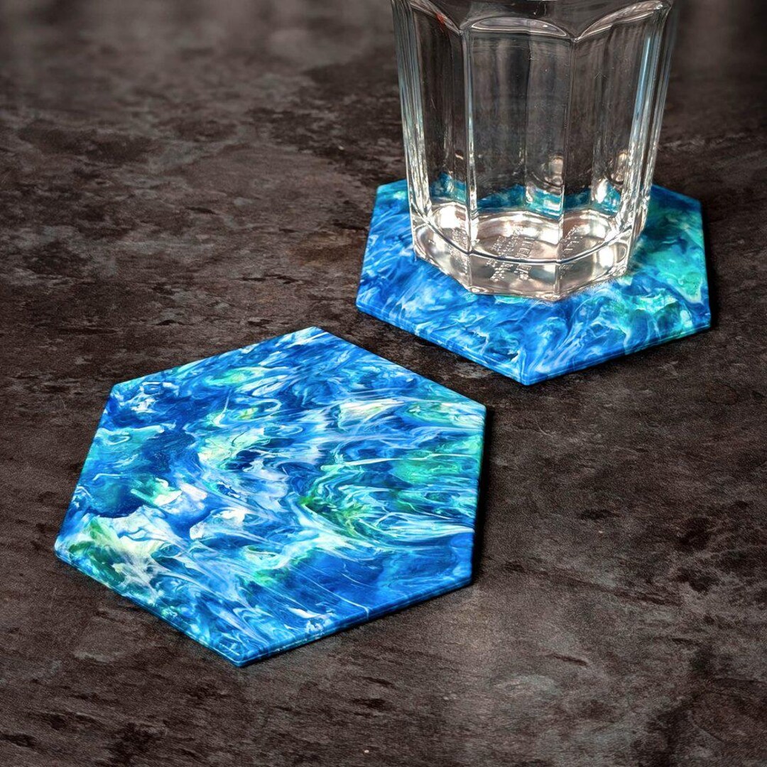Recycled Ocean Plastic Coasters | Eco Hexagon Design - Set of 2 - Etsy
