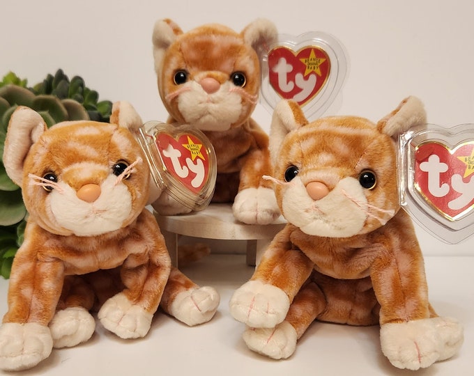 TY Beanie Baby - AMBER the Gold Tabby Cat/ 99 - Etsy