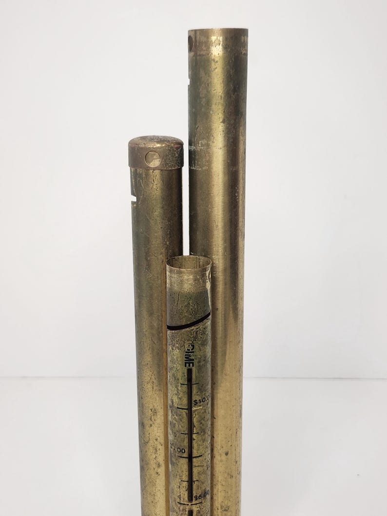 Vintage Brass Metal 3-tube Coin Sorter Bank Triple Tower Dispenser ...