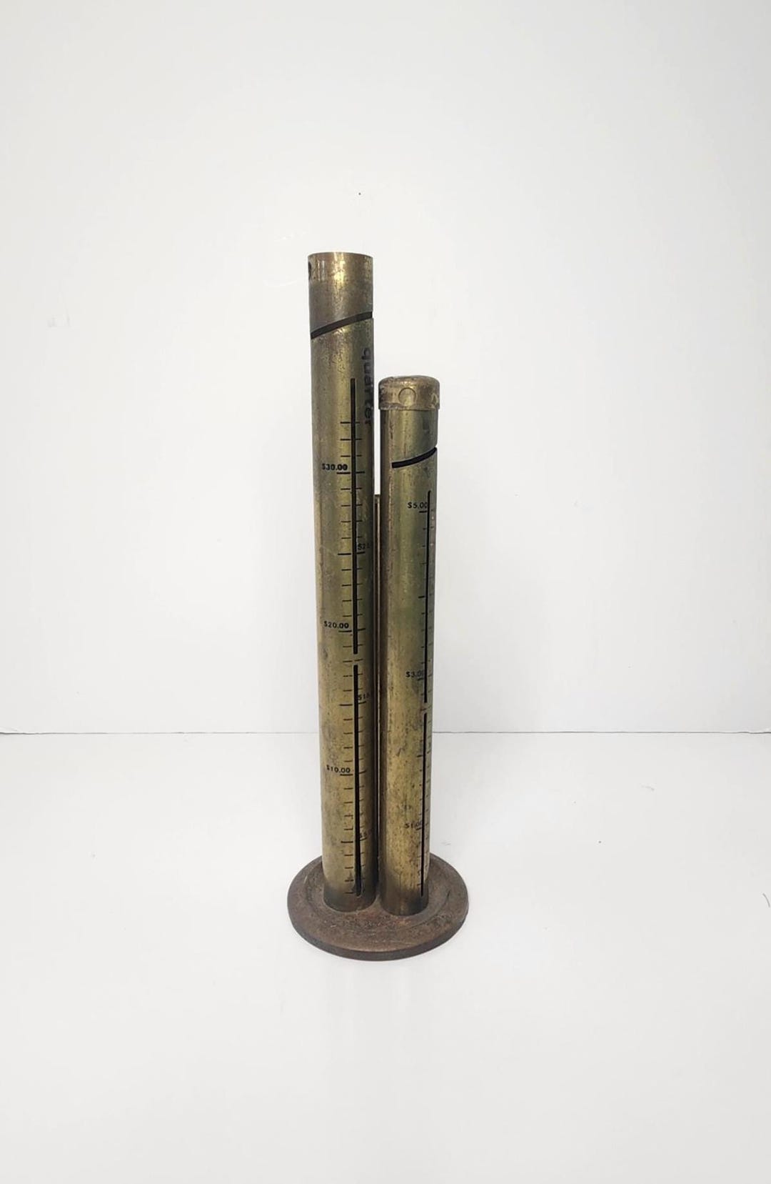 Vintage Brass Metal 3-tube Coin Sorter Bank Triple Tower Dispenser ...