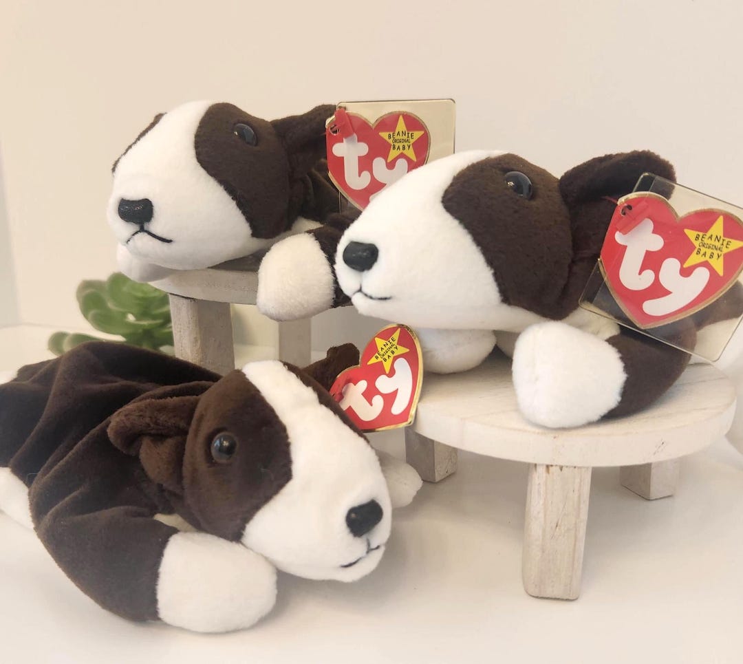 1997 TY Beanie Baby BRUNO the Bull Terrier Dog, Retired, Brown & White ...