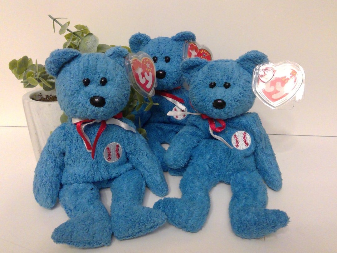Ty Beanie Babies “addison” the Blue Baseball Teddy Bear/ 2001 - Etsy