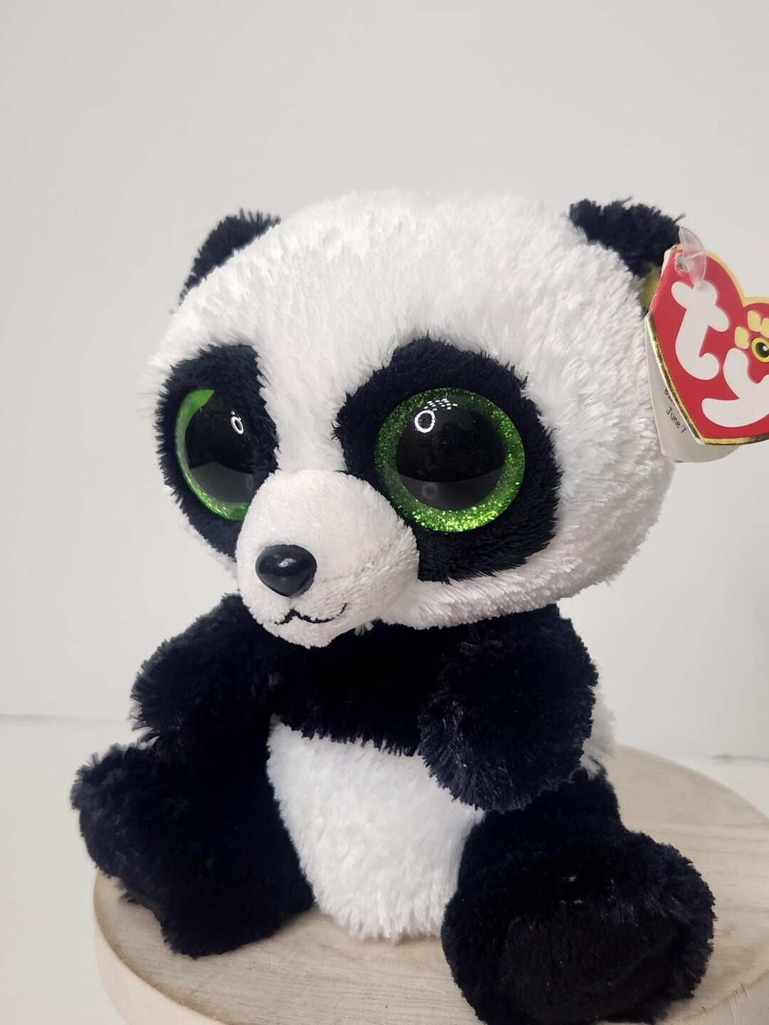 Ty Beanie Boo BAMBOO / Panda Bear 6-inch - Black & White With Glitter ...