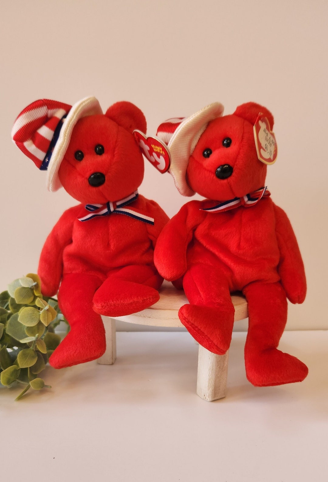 Ty Beanie Baby Sam Bear Red - Etsy