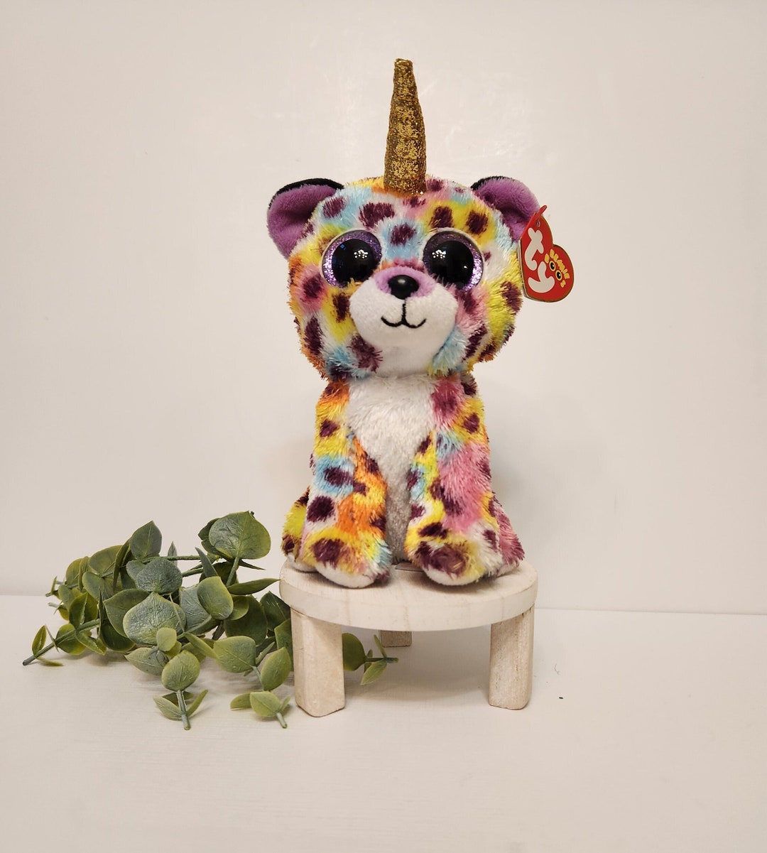 Ty Beanie Boo “giselle” the Rainbow Leopard Unicorn (6 Inch)/ Tysilk - Etsy