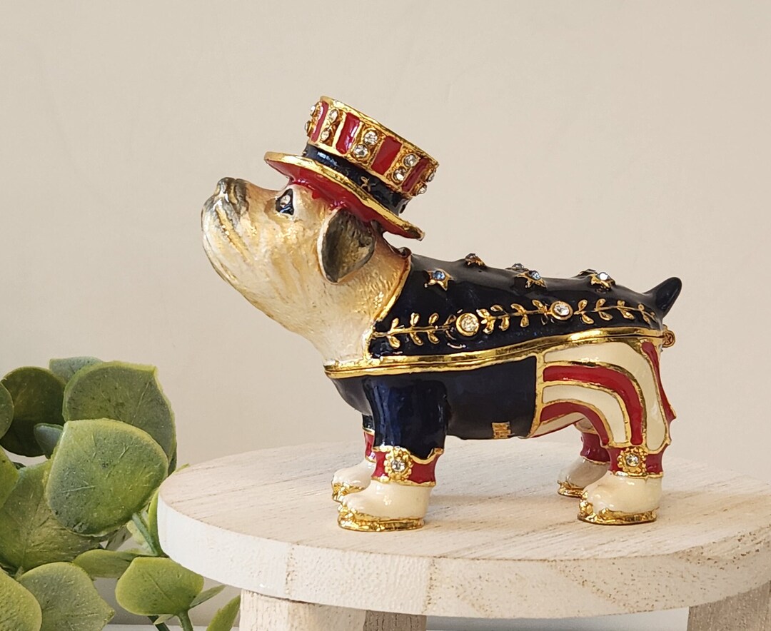 Art Form Objet D' Work of Art / Patriotic American Bulldog USA / Jewel ...