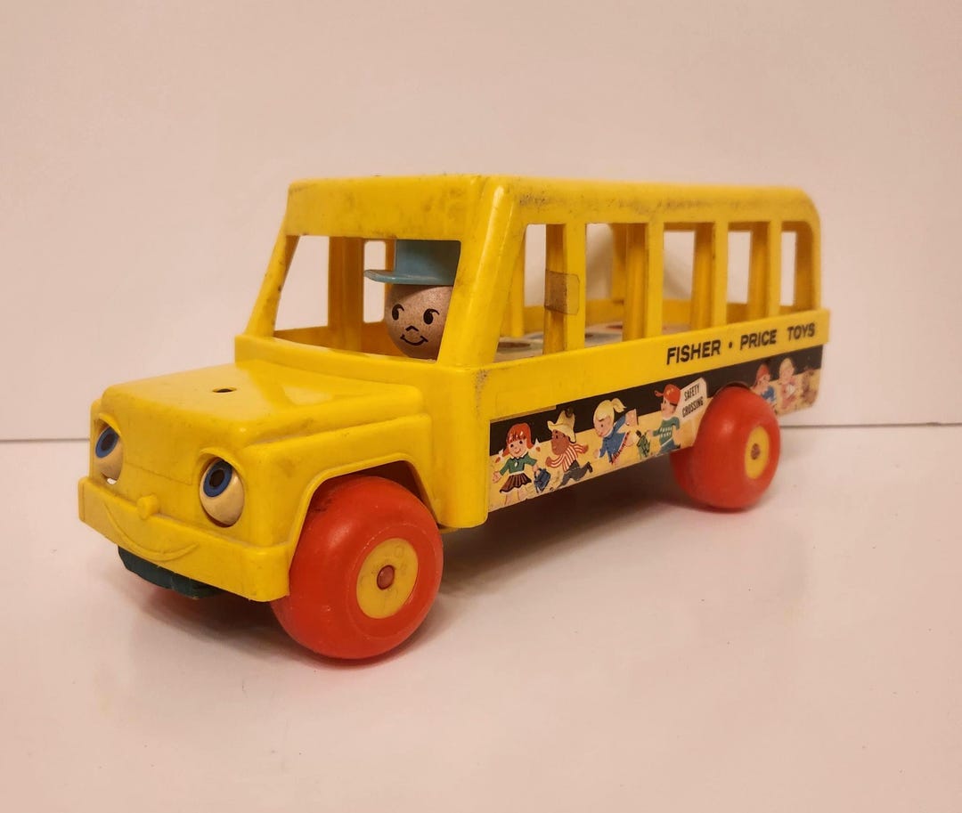 Fisher Price Little People Yellow School Bus 192 Vintage 1965 Bus/ As ...