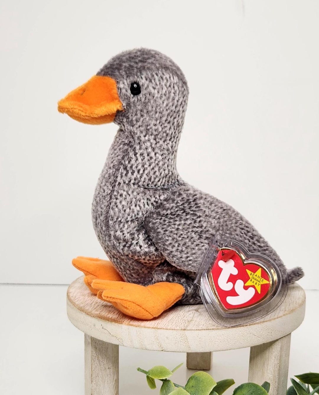 Retired 1999 Ty Beanie Baby HONKS the Goose Gray Bird Plush Collectible ...