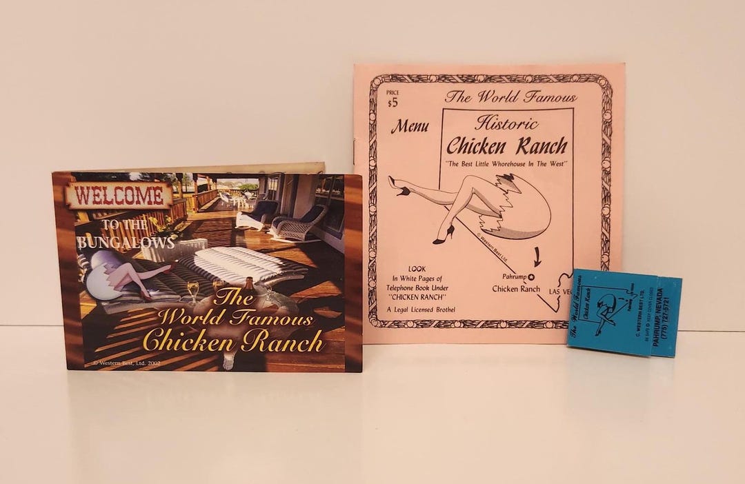 1982 Historic Chicken Ranch Menu & Brochure - Pahrump Nevada Souvenir ...