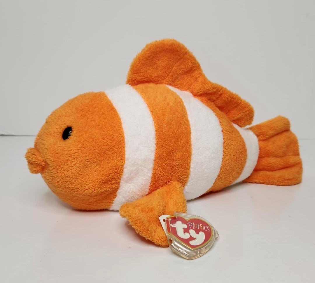 TY Pluffies Gilly the Clownfish 8" Plush 2003 Orange & White Sea Animal ...