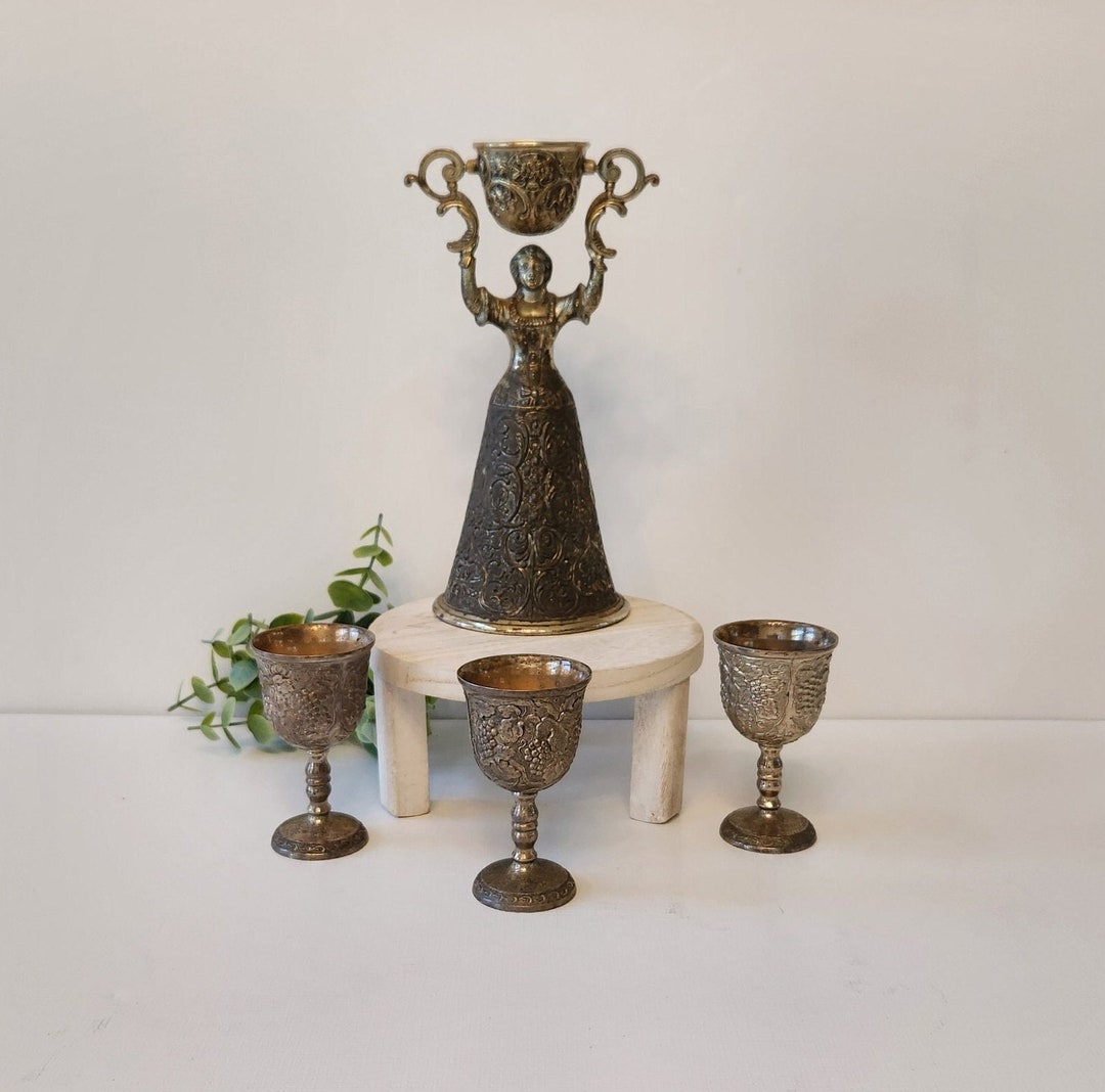 Vintage Silver Plated Gold Wash Double Toasting Wedding Cup Chalice ...