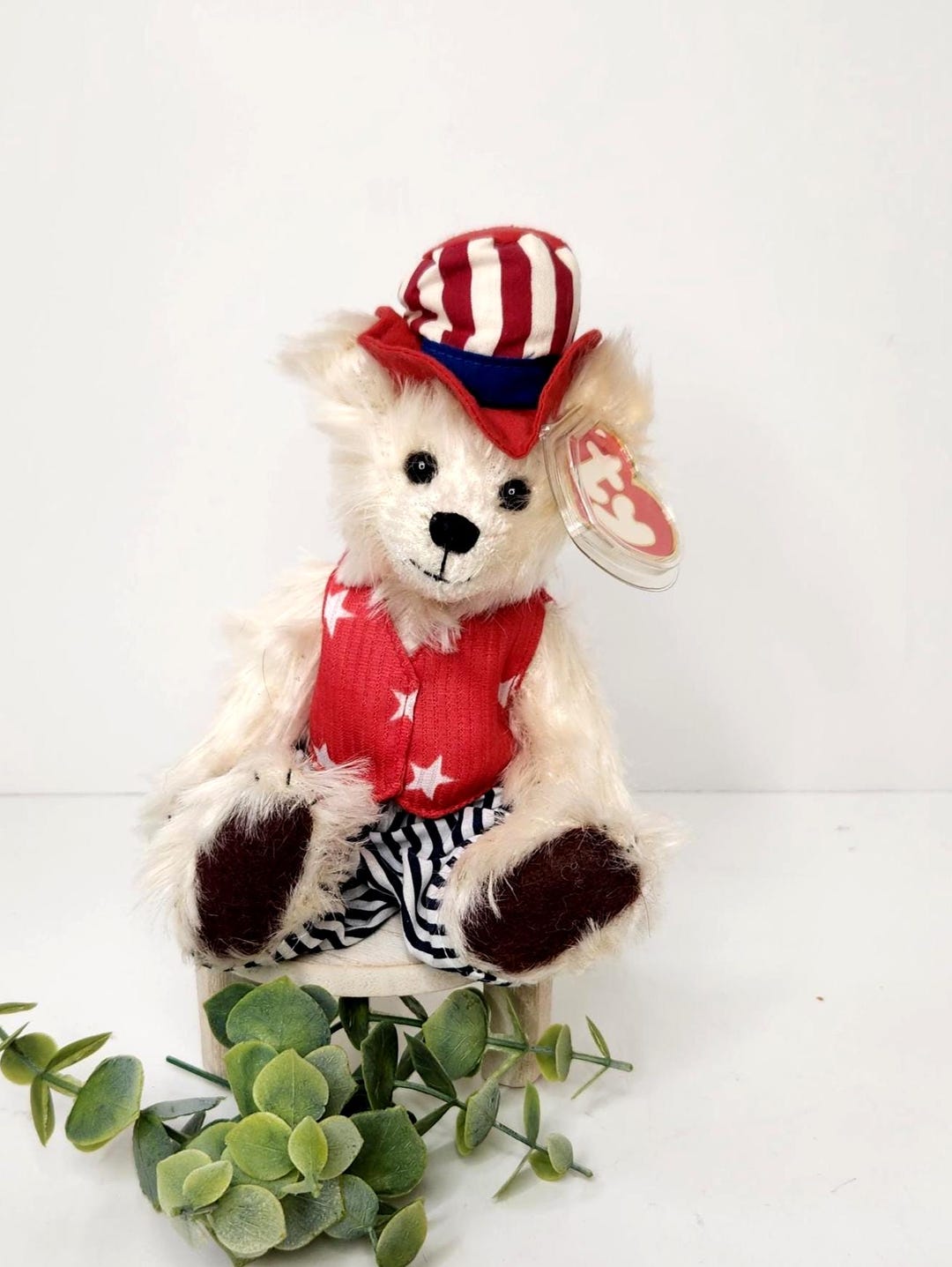 Retired Ty Beanie Baby Uncle Sam the Bear Plush - Patriotic American ...