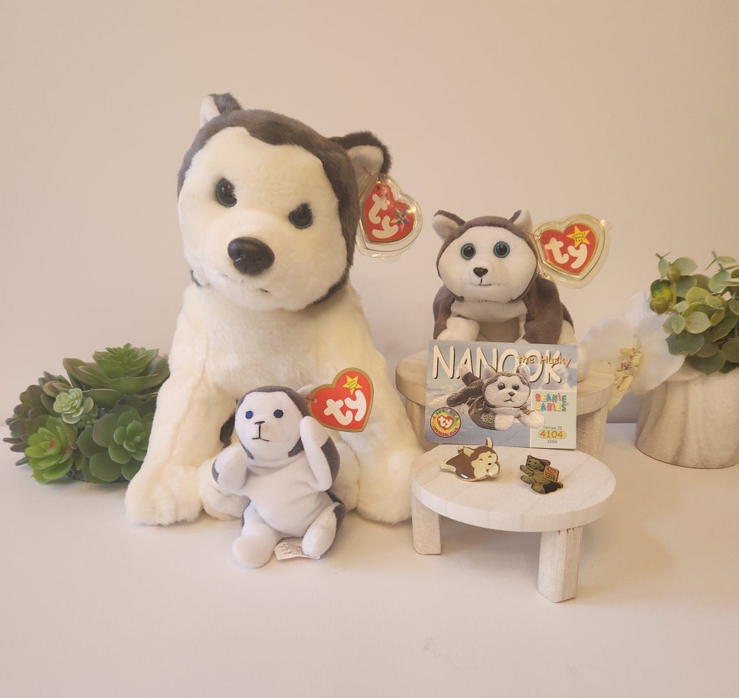 Nanook the Husky Dog Buddy 99, Beanie 96, and Teenie Baby With 2 Pins ...