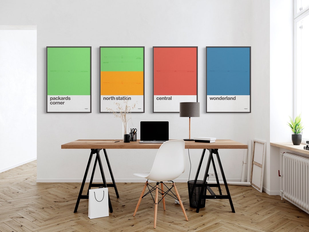 Boston Station Print / MBTA Subway Commuter / Custom Minimal Poster ...