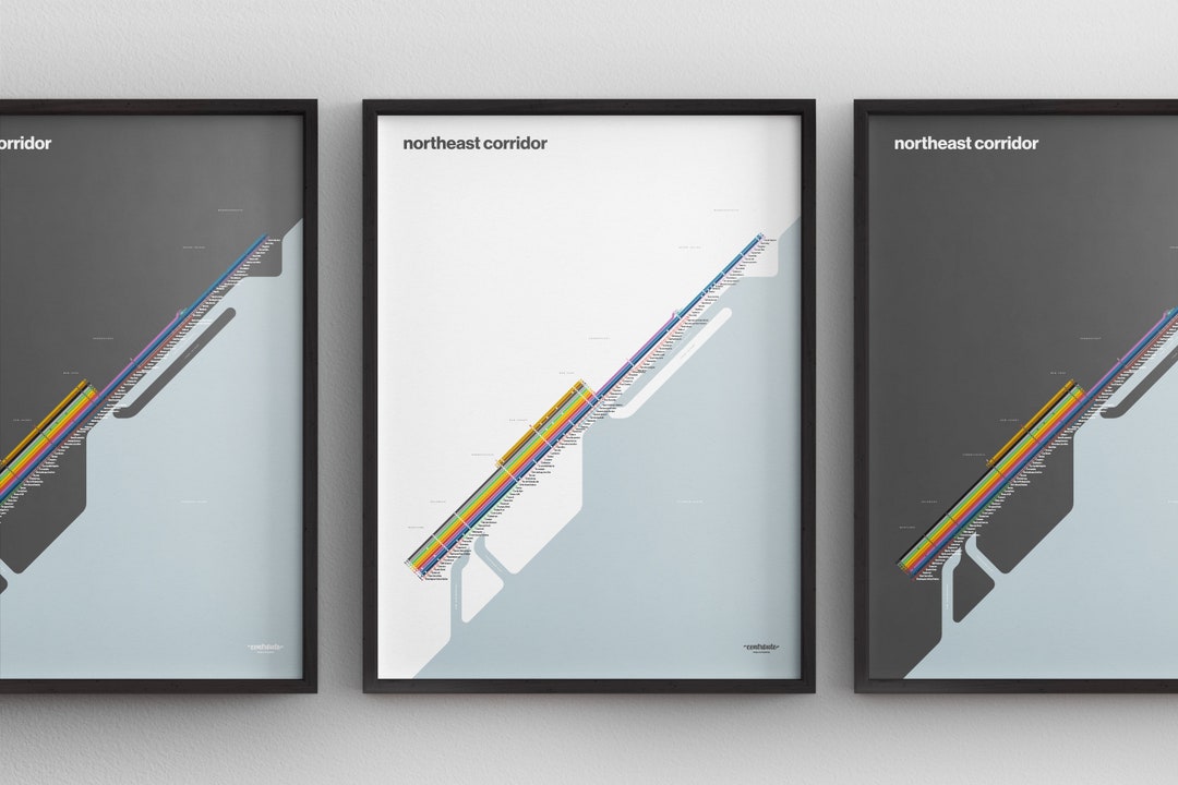 Northeast Corridor Map / NYC Boston DC / Amtrak Minimal Poster Print ...