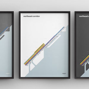 Northeast Corridor Map / NYC Boston DC / Amtrak Minimal Poster Print ...