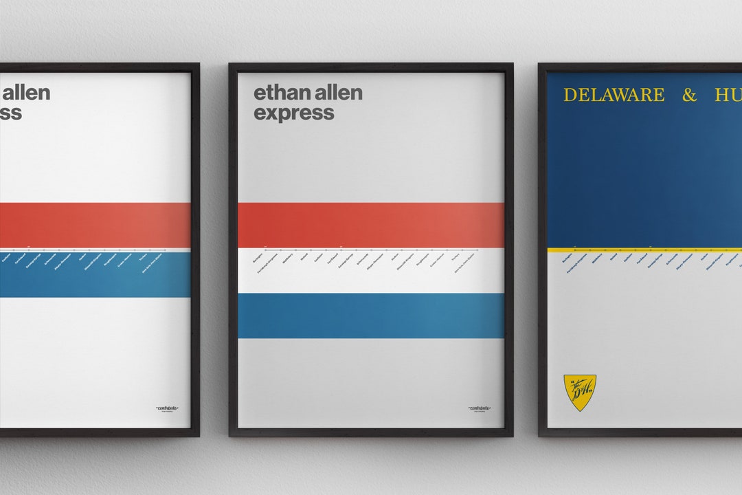Ethan Allen Express Amtrak Map / Minimal Poster Print / NYC Vermont ...