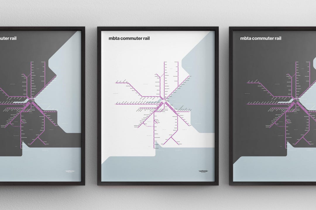 Boston Commuter Rail Map / MBTA / Minimal Poster Print / Subway Style ...