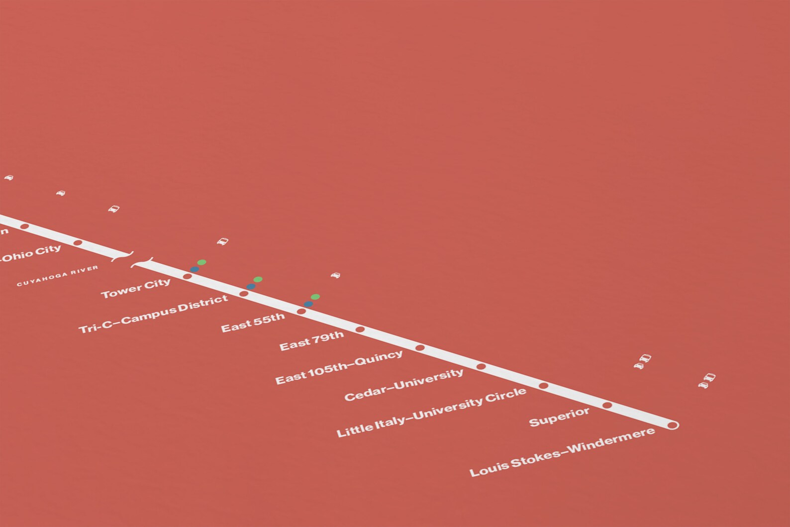 Red Line / Cleveland RTA Rail / Minimal Map / Poster Print / - Etsy