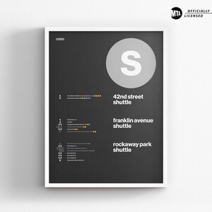 NYC S Train Shuttle Map / Minimal Poster Print / New York City Subway ...