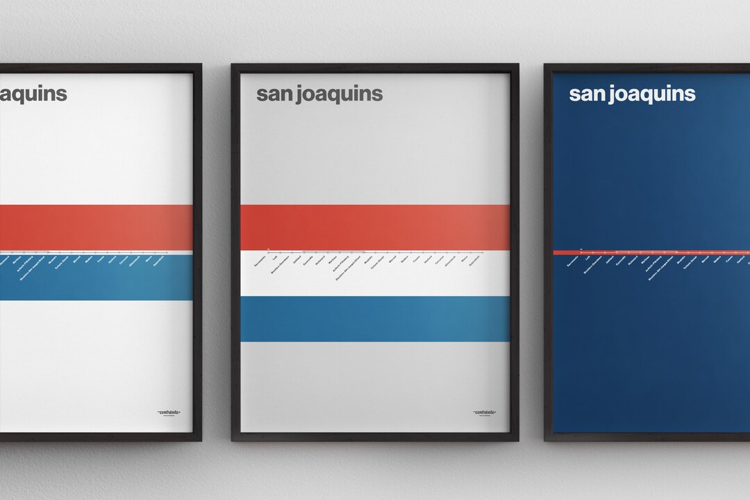 Amtrak San Joaquins / Minimal Map Poster Print / Oakland Sacramento ...