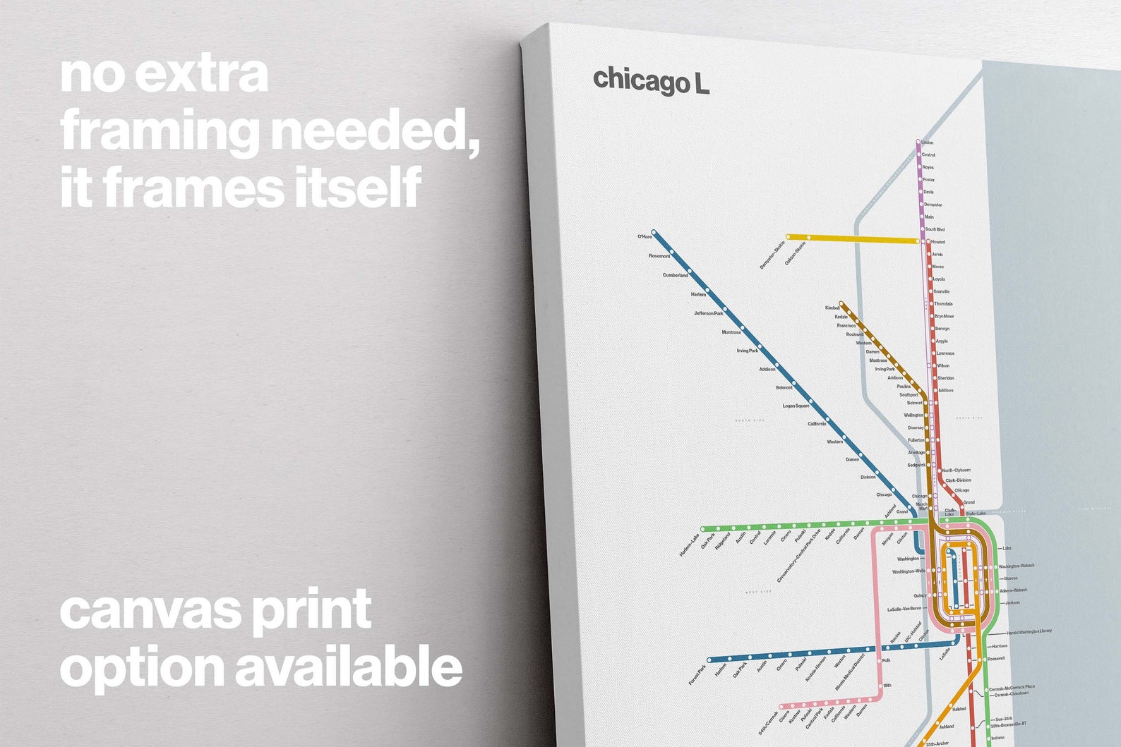 Chicago L Subway Map / CTA / Minimal Poster Print / Subway | Etsy