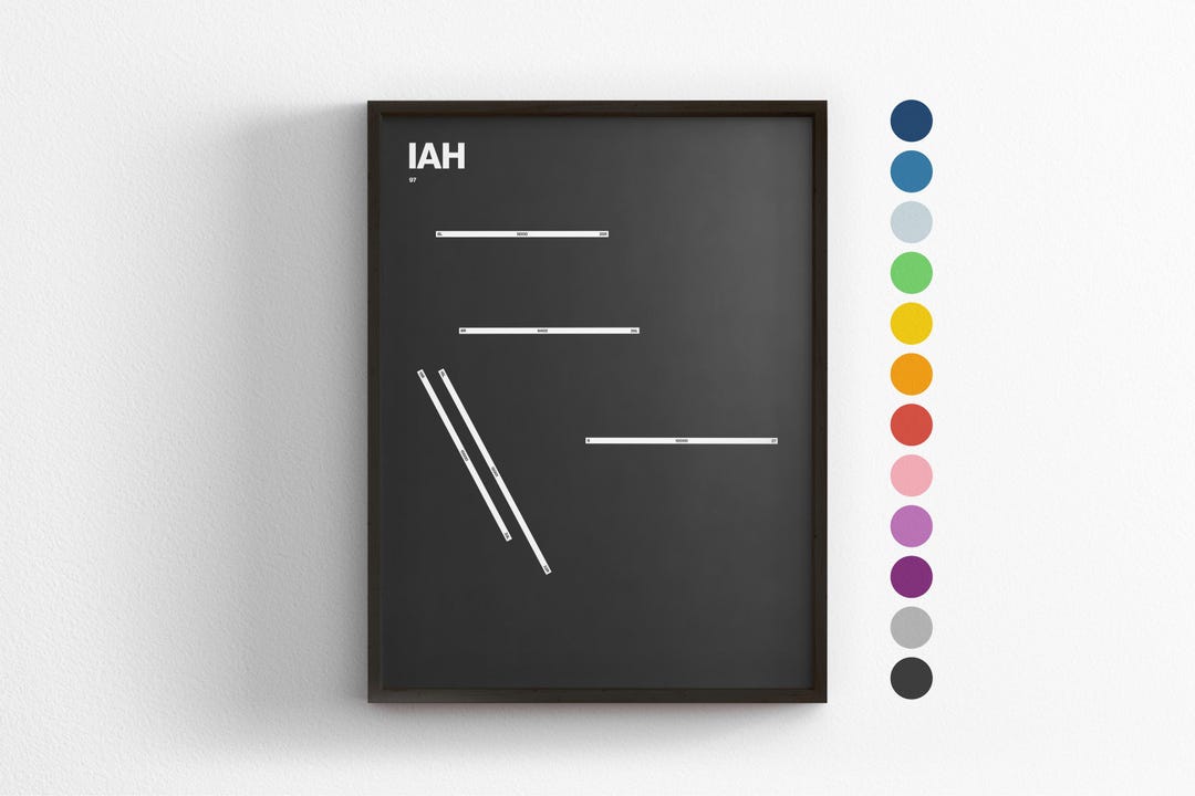IAH Runways, Houston George Bush Airport, Minimal Poster Print, Canvas ...