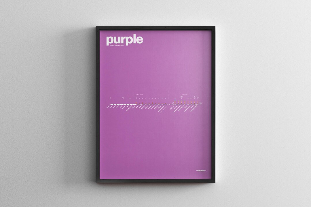Chicago L Purple Line Map / CTA Train / Minimal Poster Print / Subway ...