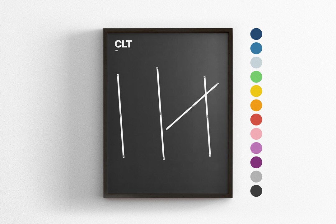 CLT Airport Runway Poster: Minimalist Aviation Wall Art - Etsy