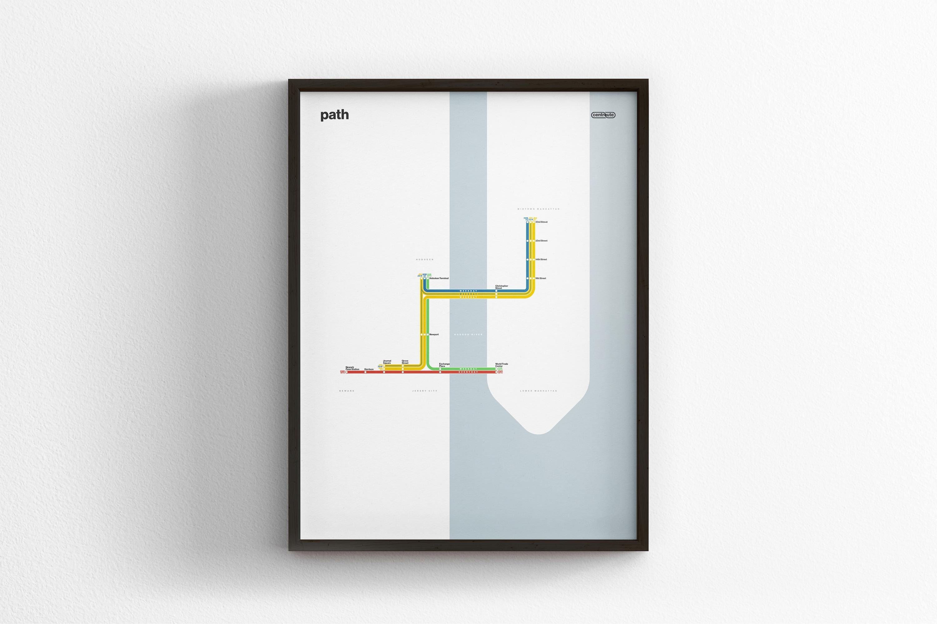 PATH Rail, Light Mode Map, Minimal Poster Print, Canvas Home Decor ...