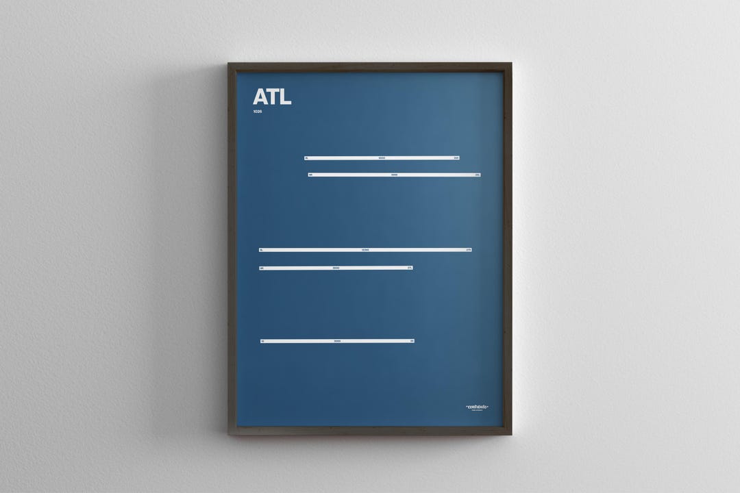 ATL Runway Map / Atlanta International Airport / Minimal Poster Print ...