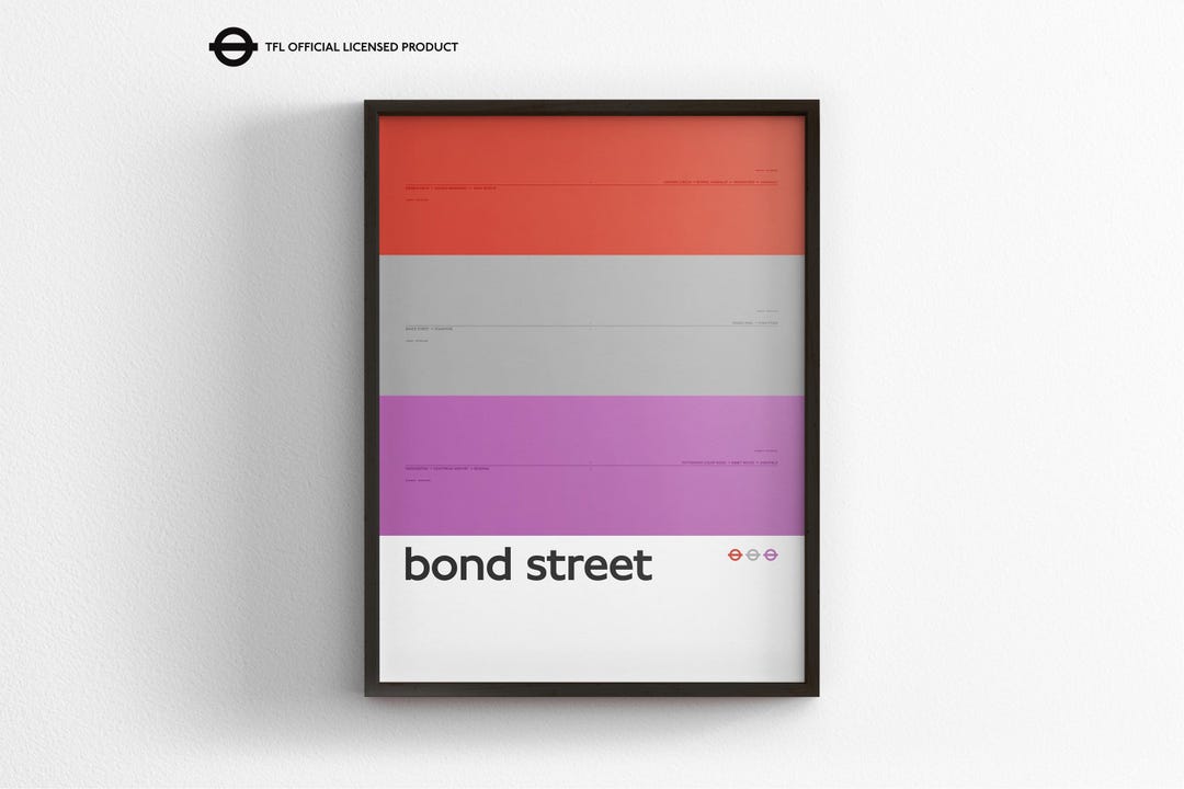 Bond Street Station / London Underground / Tube Map Minimal Poster ...