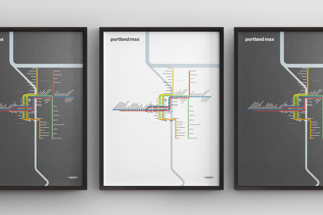 Portland Max Map / Trimet Rail / Metro Minimal Poster Print / Subway ...